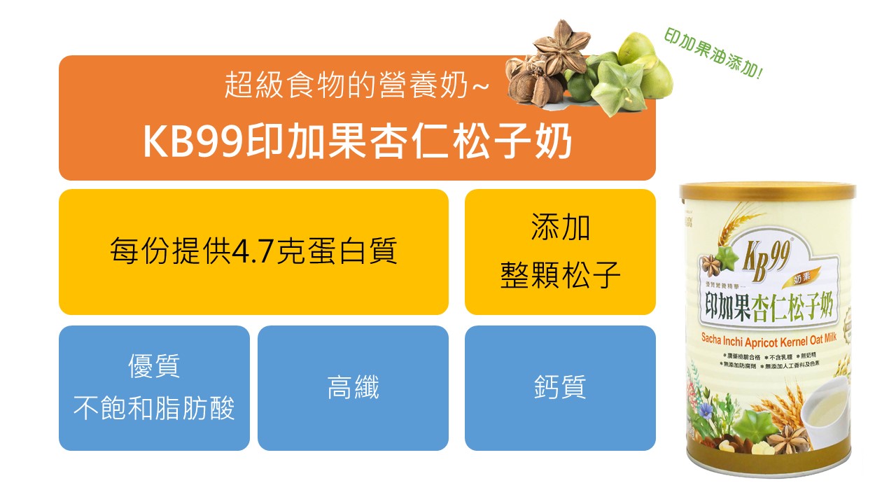 【肯寶KB99】印加果杏仁松子奶，不用吞膠囊，也可以吃到優質印加果油！ | 肯寶KB99官方商城