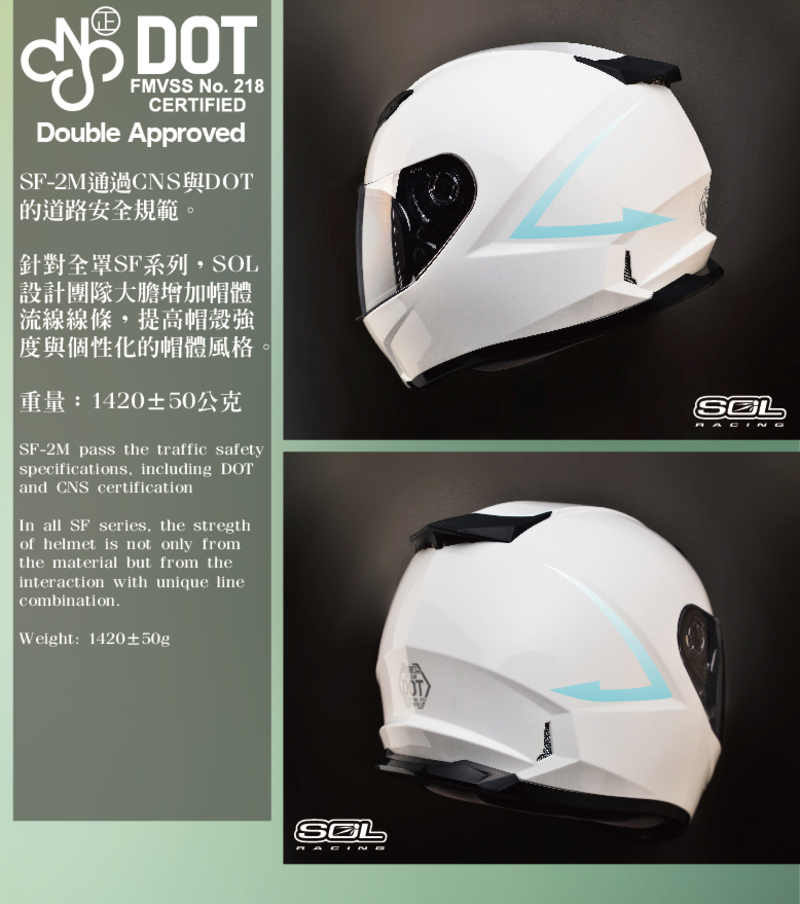 SOL SF-2M 全罩式安全帽 開箱詳細介紹 | SOL Helmets